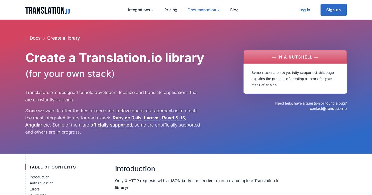 Create a library - Translation.io